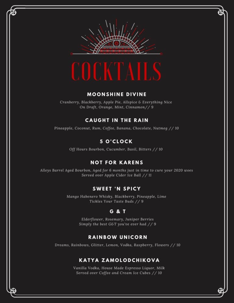 Cocktail Menu – Pinheads Bowling